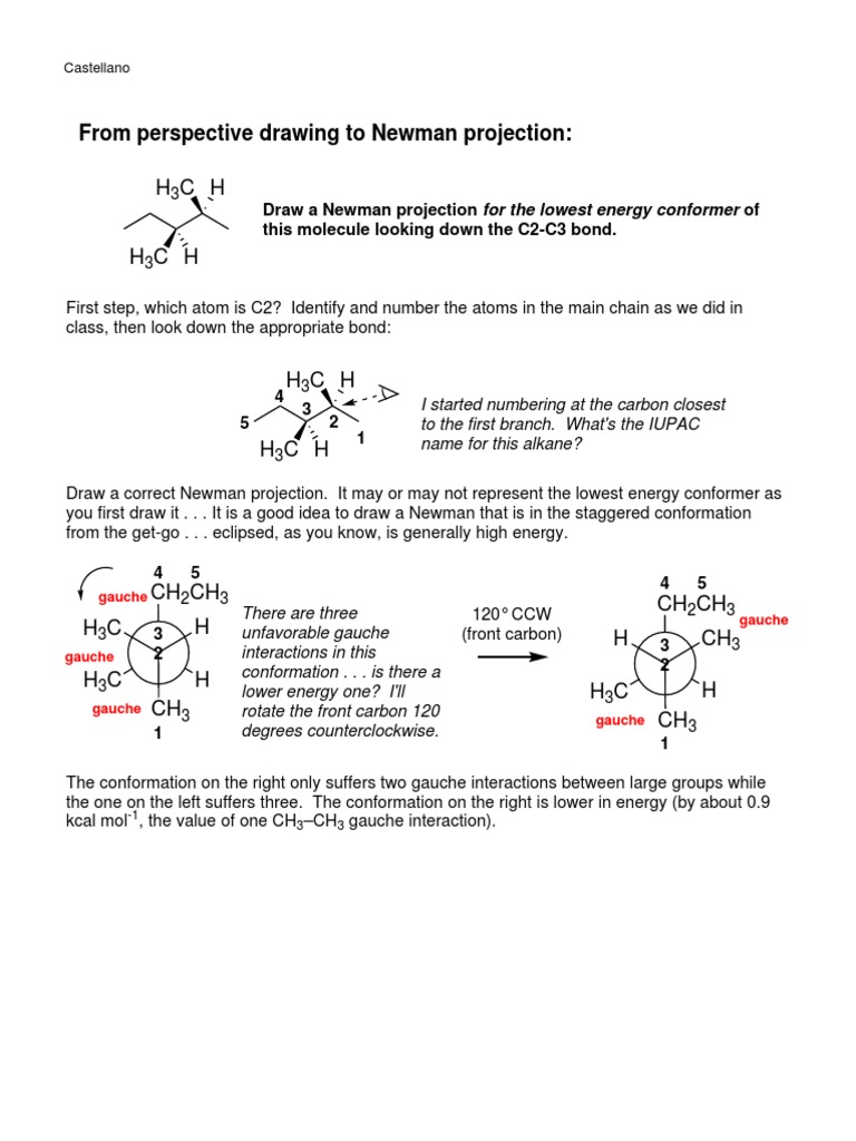 Newman Projection Notes | PDF | Conformational Isomerism | Organic ...