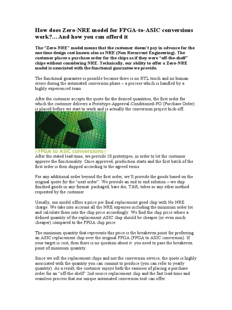 How Does Zero-NRE Model For FPGA-to-ASIC Conversions Work? | PDF ...