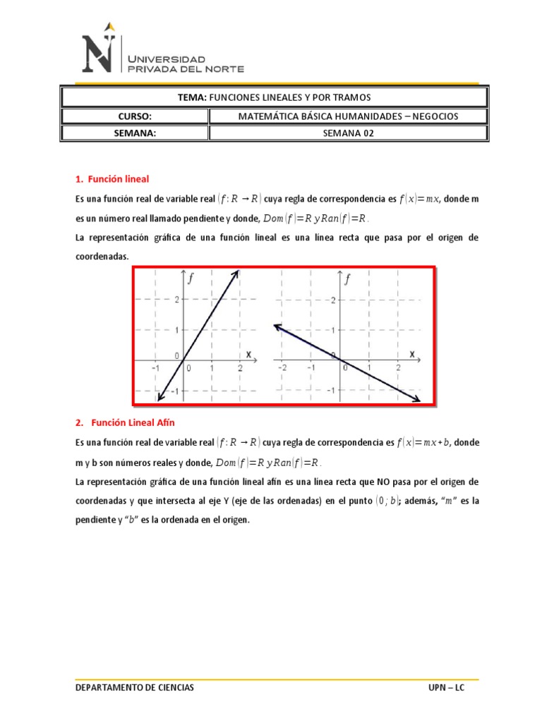 Funciones lineales y por tramos: conceptos y aplicaciones | PDF ...