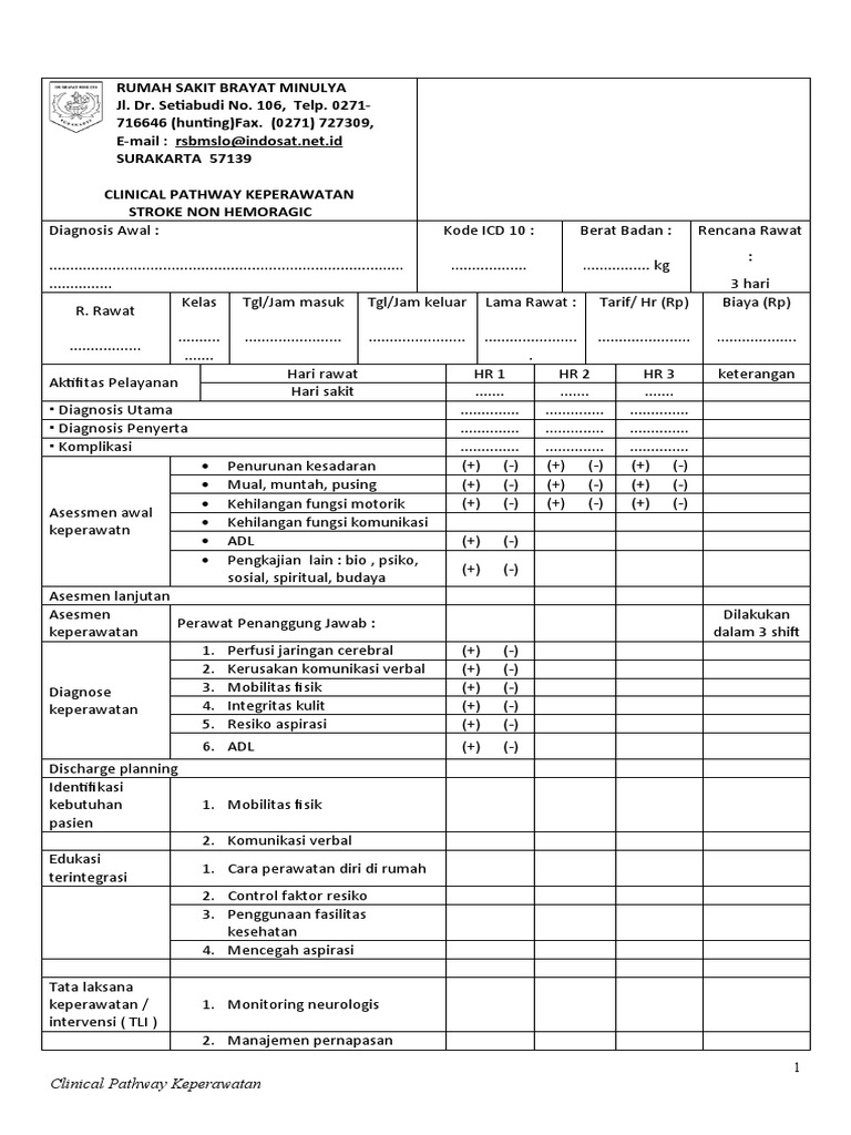 Clinical Pathway Stroke Non Hemoragic | PDF