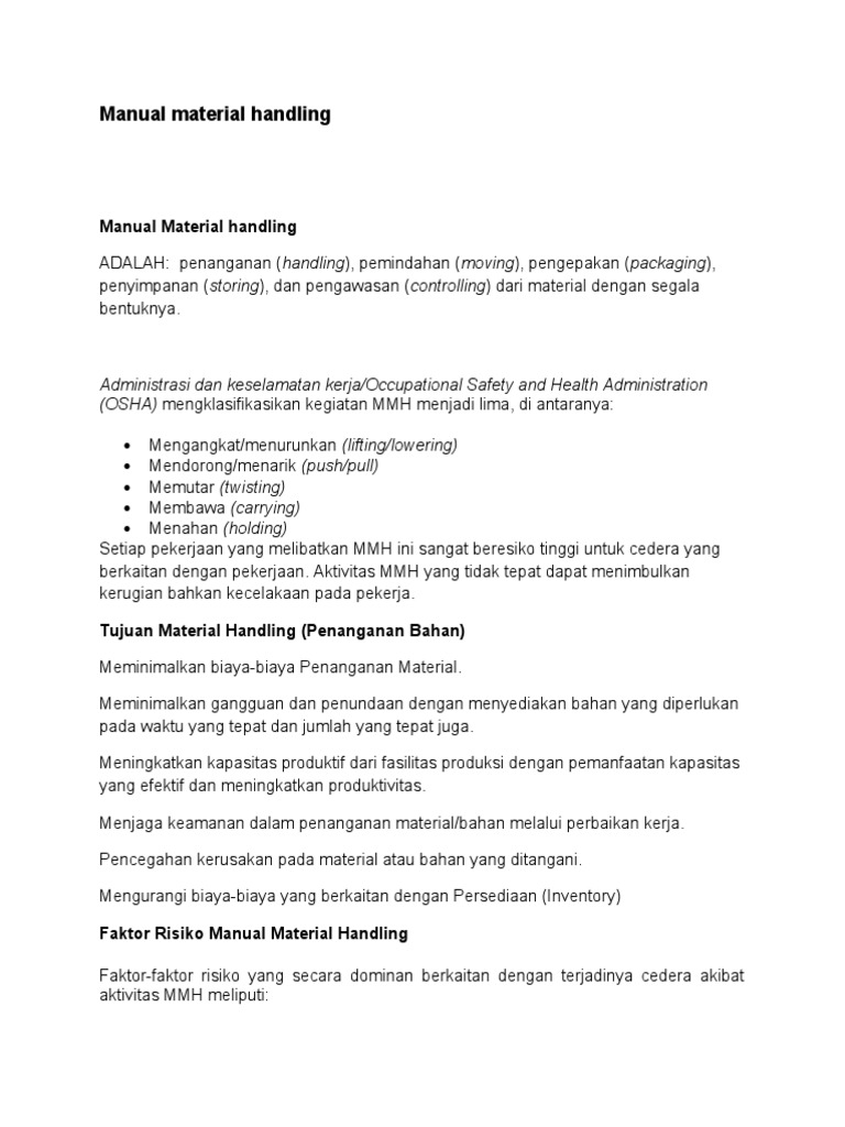 Manual Material Handling | PDF Manual Material Handling | PDF
