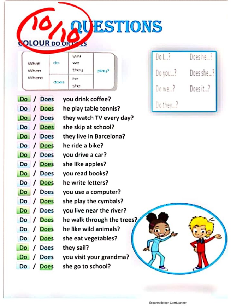 QUESTIONS (WH-QUESTIONS and DO - DOES) | PDF