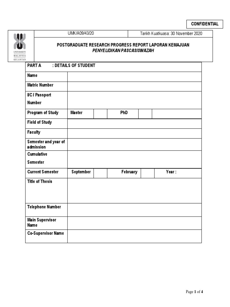 43-Progress Report Form | PDF | Thesis | Academia