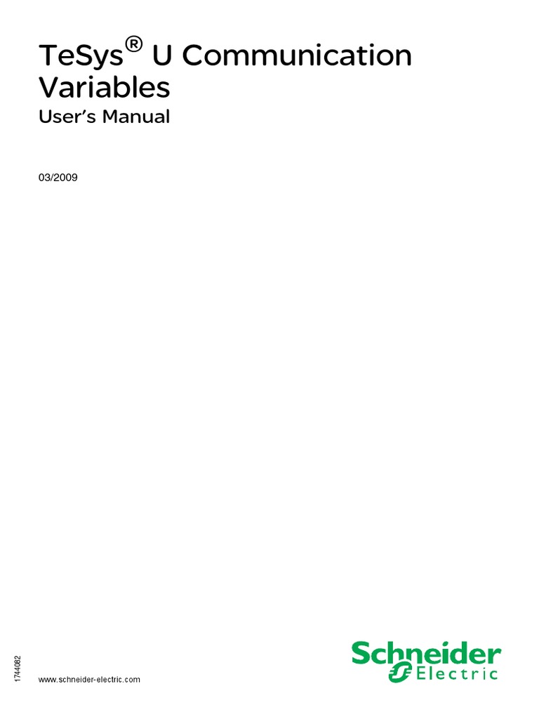 Tesys U Communication Variables: User'S Manual | Download Free PDF ...