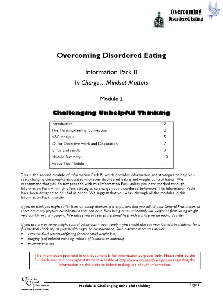 Overcoming Disordered Eating - 02 - Challenging Unhelpful Thinking ...