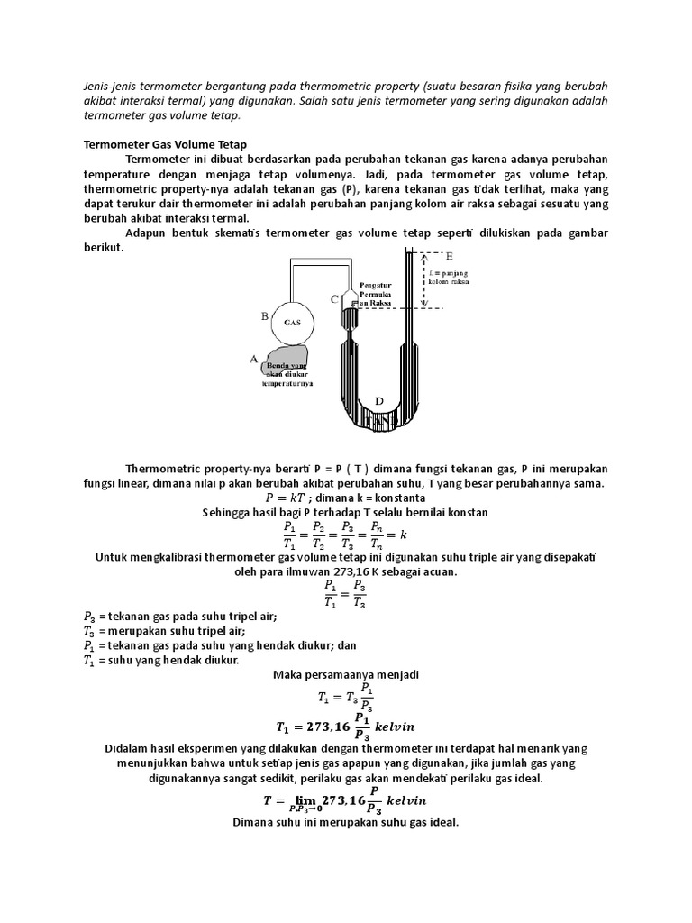 Termometer Gas Volume Tetap | PDF | Metode & Bahan Ajar | Sains ...