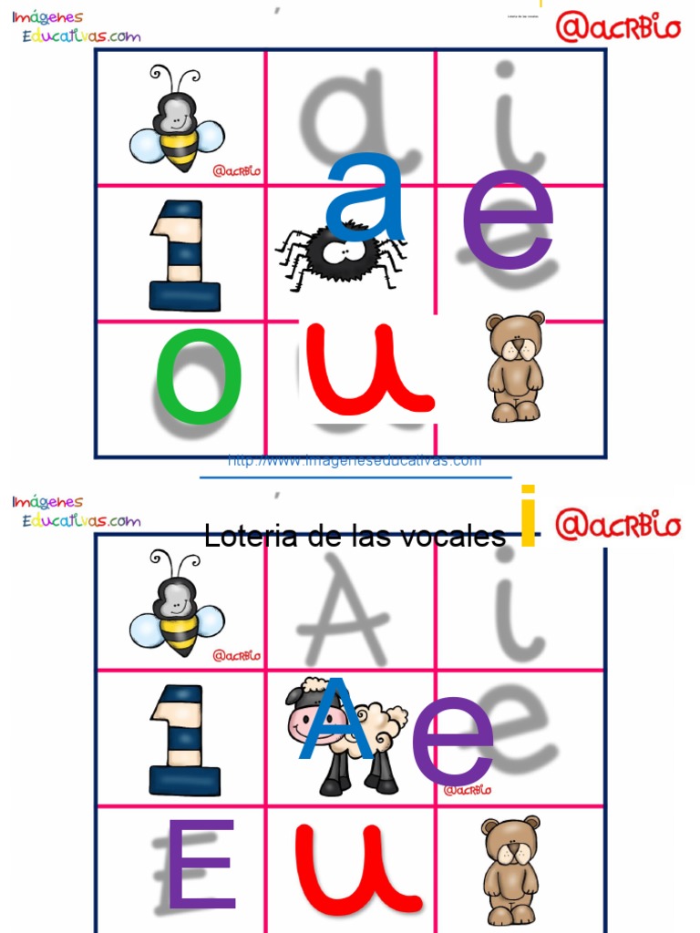 Lotería Bingo De Las Vocales Pdf | Pdf 95A