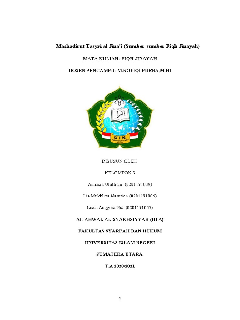 Kelompok (Sumber-Sumber Fiqh Jinayah) | PDF