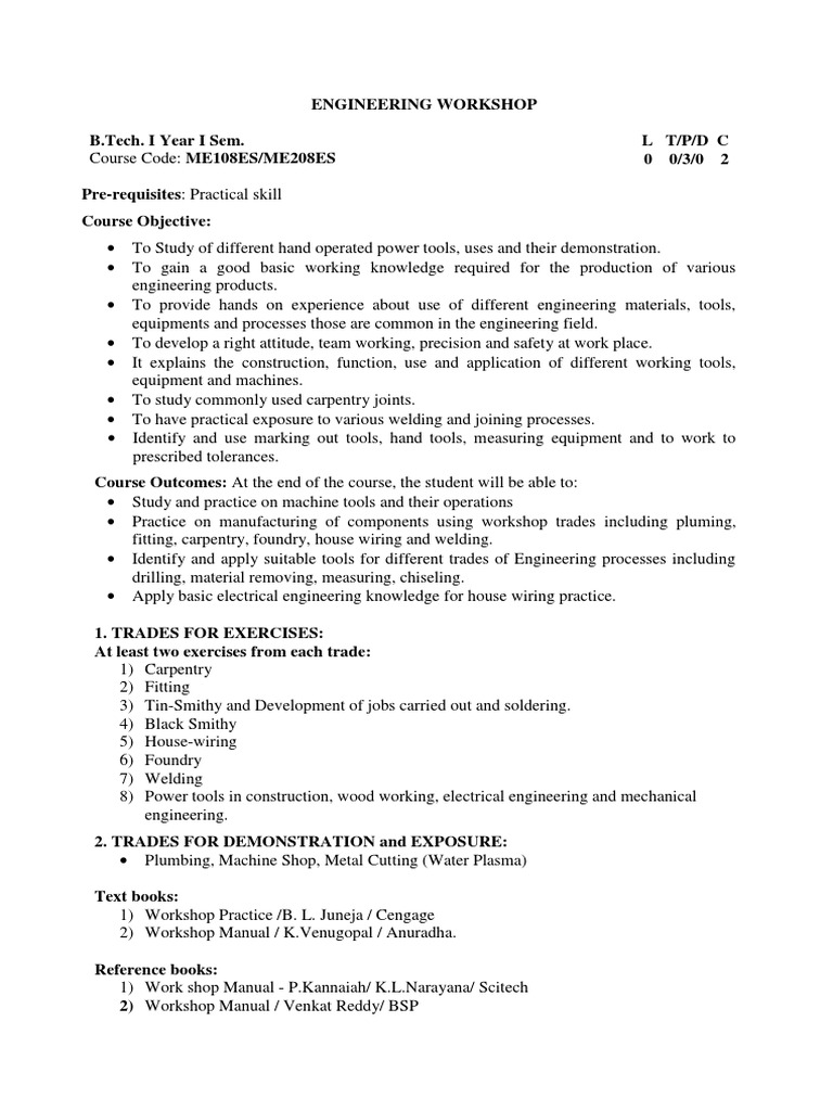 Engineering Workshop | PDF