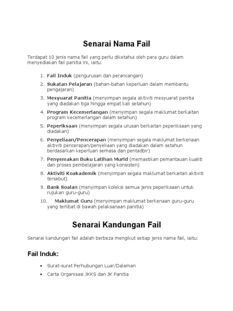 Senarai Nama Fail | PDF
