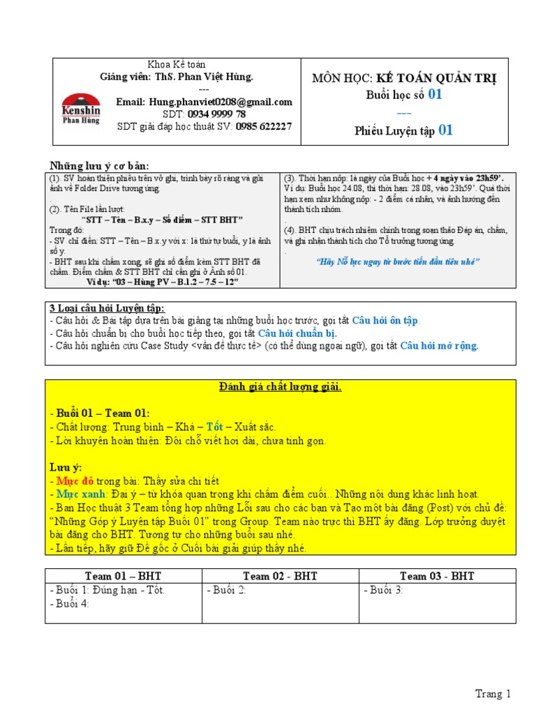 ACC2002 Luyện Tập B.01 Ver.03 HungPV-1 | PDF