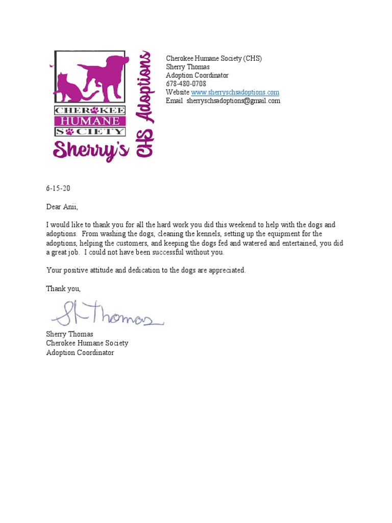 Letter of Thanks | PDF