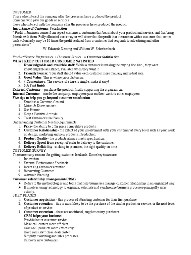 CUSTOMER | PDF | Customer | Customer Relationship Management