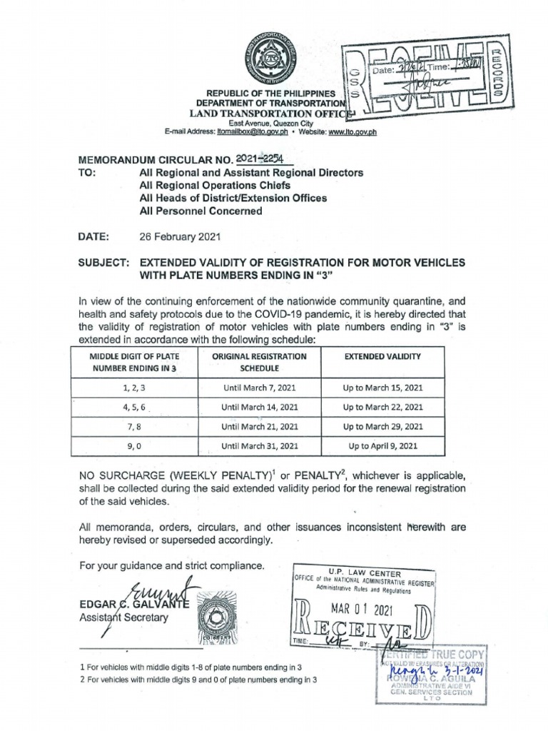 LTO Memo | PDF