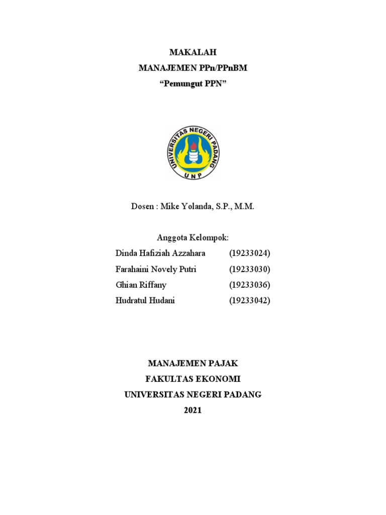 Makalah Kelompok - Manajemen PPN PPNBM Pertemuan 7 | PDF