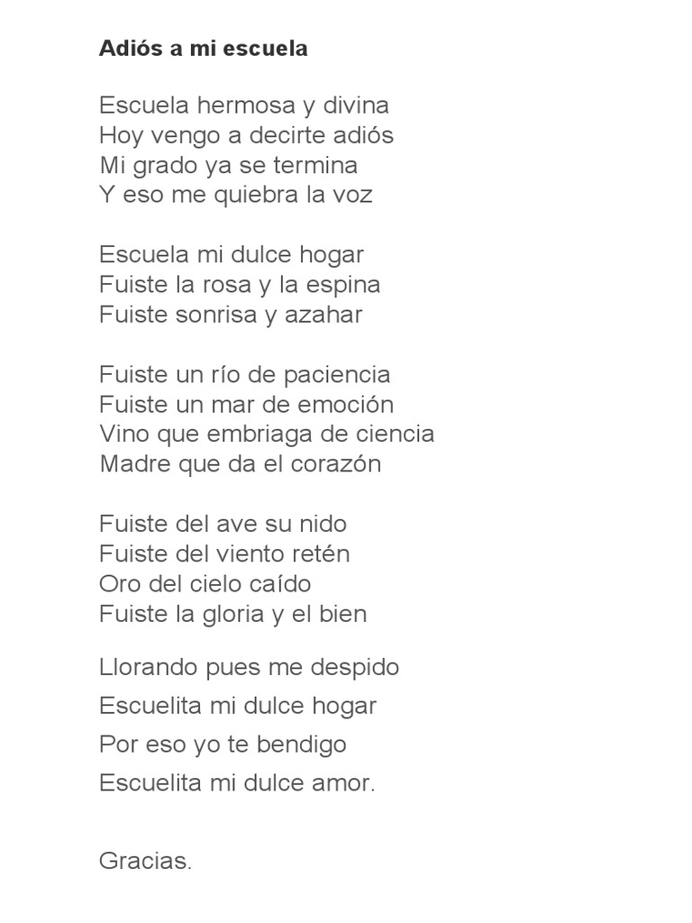 Adiós A Mi Escuela | PDF