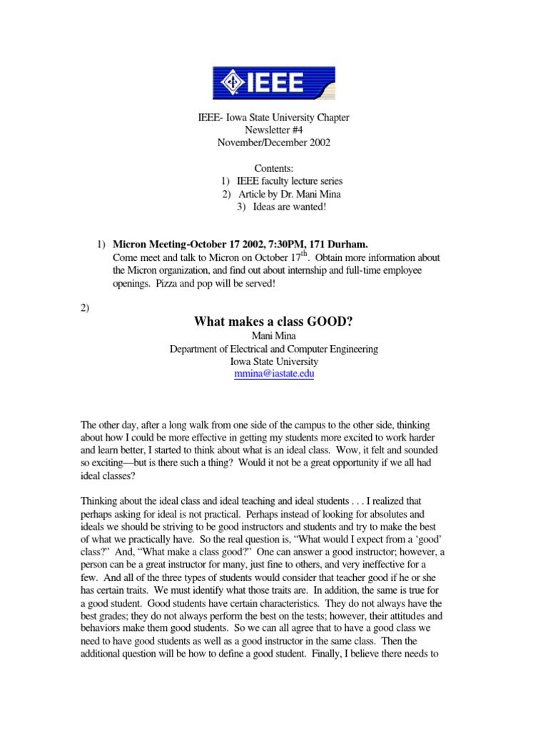 Characteristics of a Good Class | PDF | Concept | Attitude (Psychology)