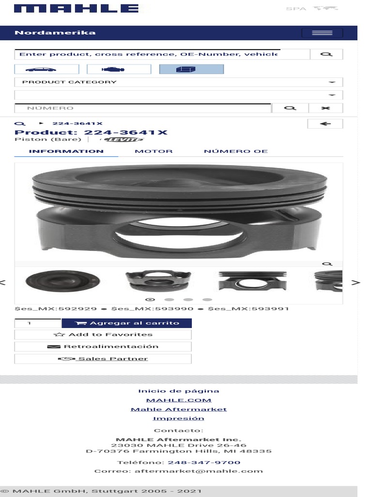 Catálogo de Producto MAHLE | PDF