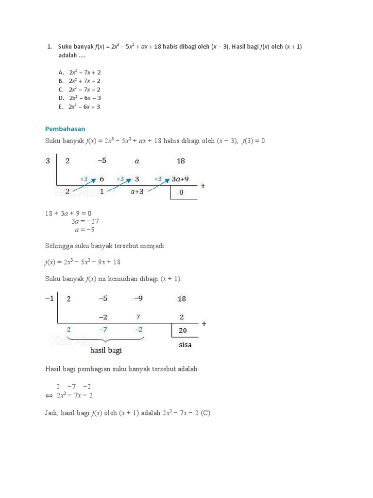 Hasil Bagi Suku Banyak dan Faktorisasi | PDF