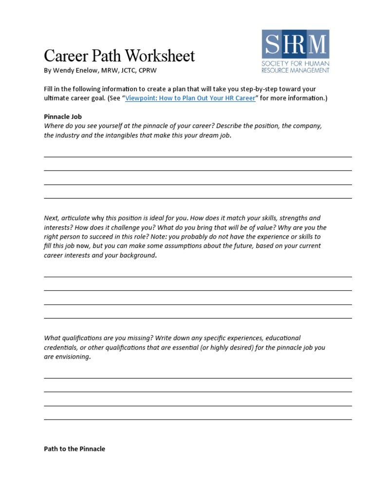 Career Path Worksheet | PDF | Human Nature | Cognition