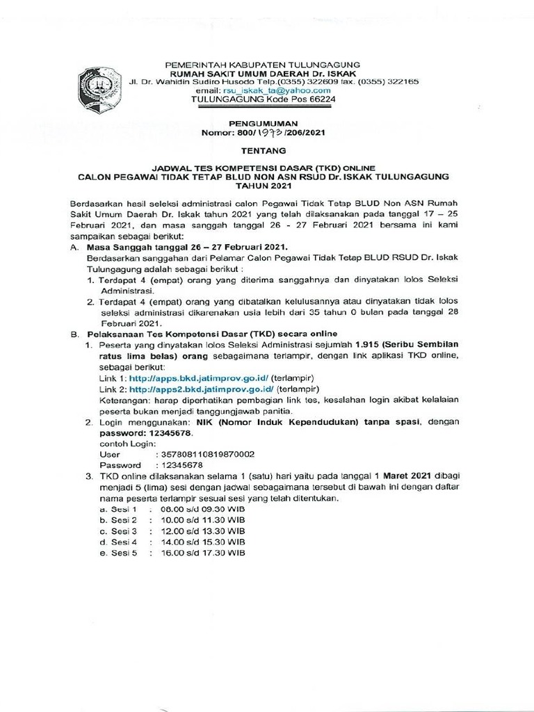 Jadwal TKD Online | PDF