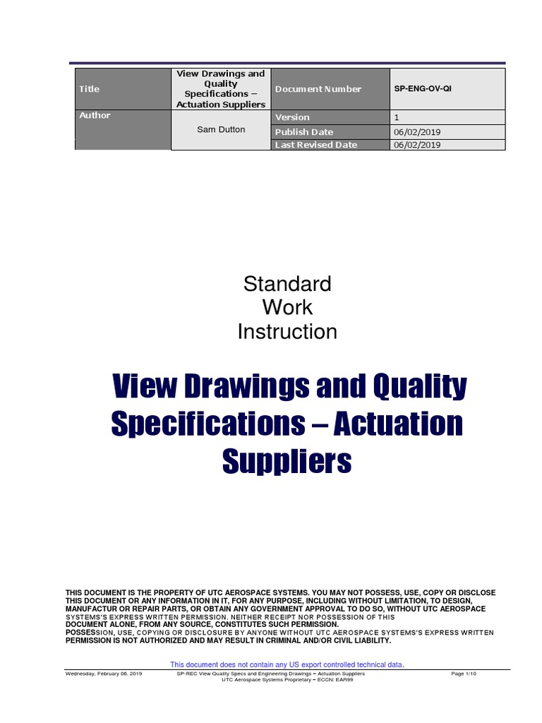 Actuation Suppliers Quality Specs Guide | PDF | Specification ...