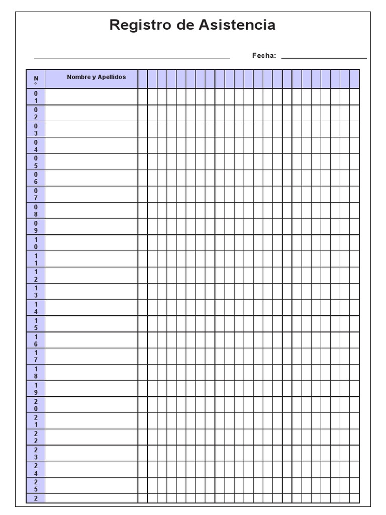 01 Registro de Asistencia Word | PDF