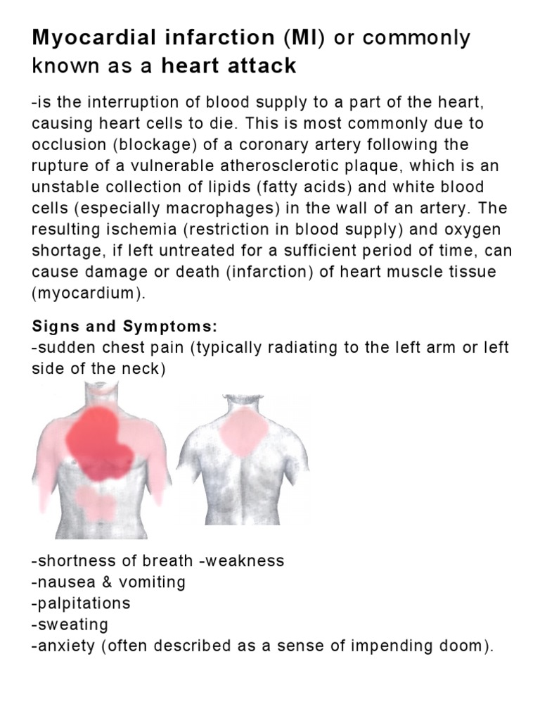 Known As A Heart Attack: Myocardial Infarction (MI) or Commonly | PDF ...