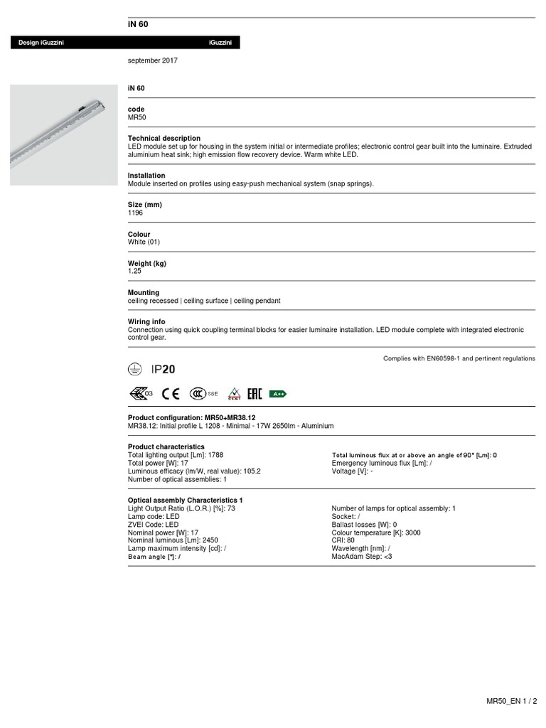 Design Iguzzini Iguzzini: Complies With En60598-1 and Pertinent Regulations | PDF | Light ...