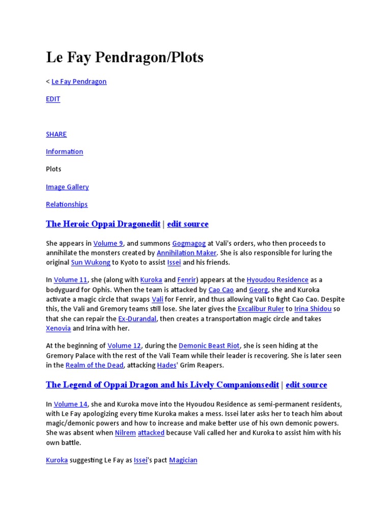 Le Fay Pendragon Plot Summary | PDF
