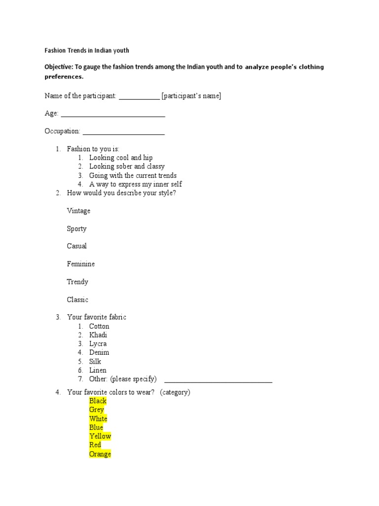 Indian Youth Fashion Trends Survey | PDF | Fashion | Clothing