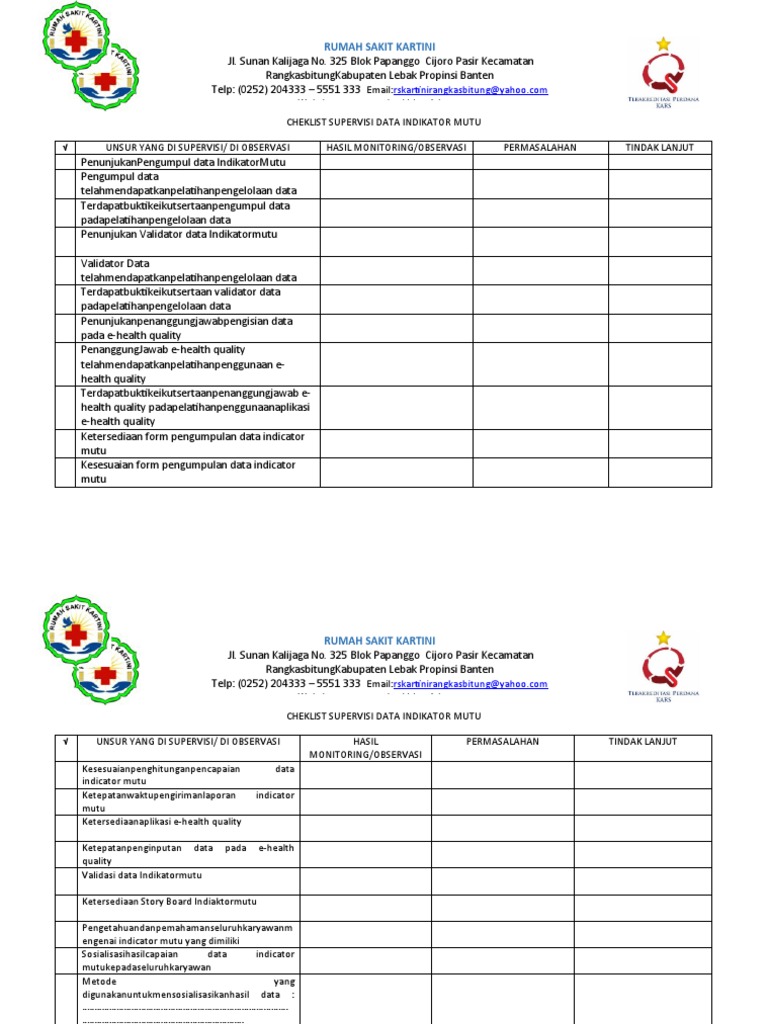 Form Supervisi Indikator Mutu | PDF | Bisnis | Komputer