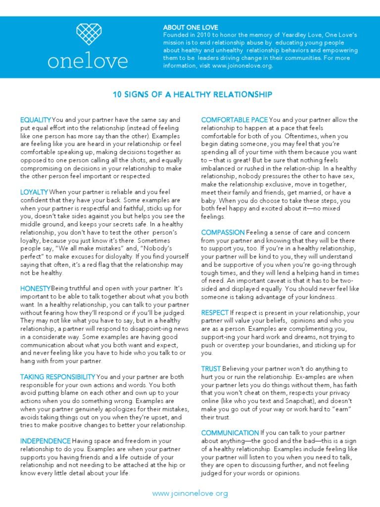 Healthy Unhealthy Relationship Behaviors Explained | PDF | Infidelity ...