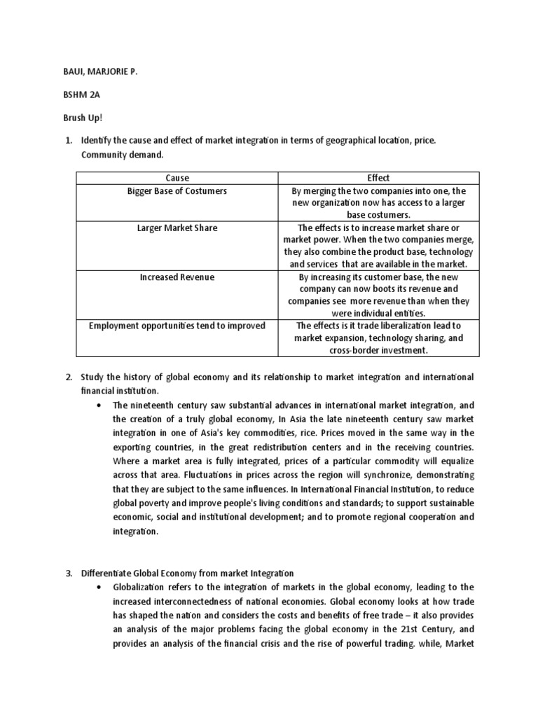 Chapter 3 Activity | PDF | Globalization | Market (Economics)