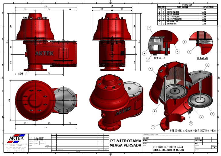 4'' PV Valve General Arrangement Drawing | PDF | Machines | Tools