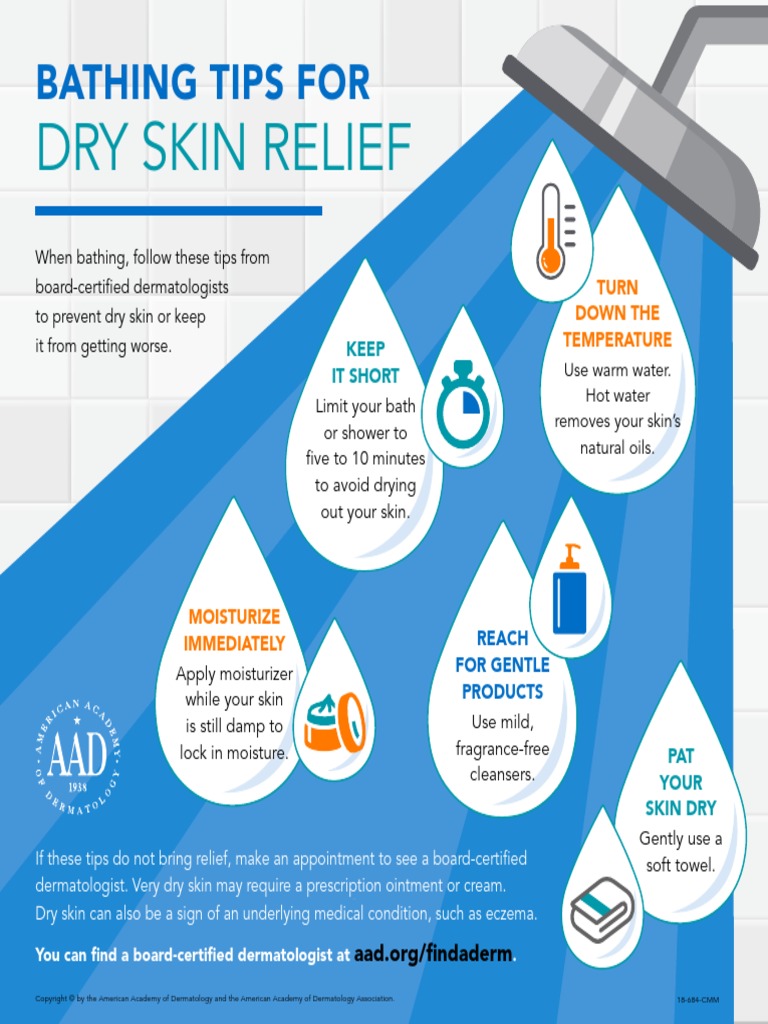 Bathing Tips For Dry Skin Relief Infographic | PDF | Dermatology | Skin
