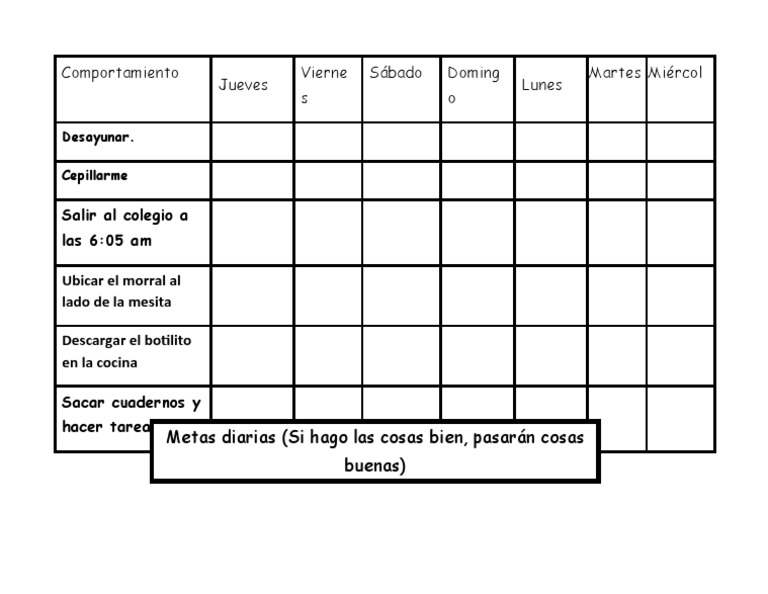 Registro de Conducta Semanal Infantil | PDF