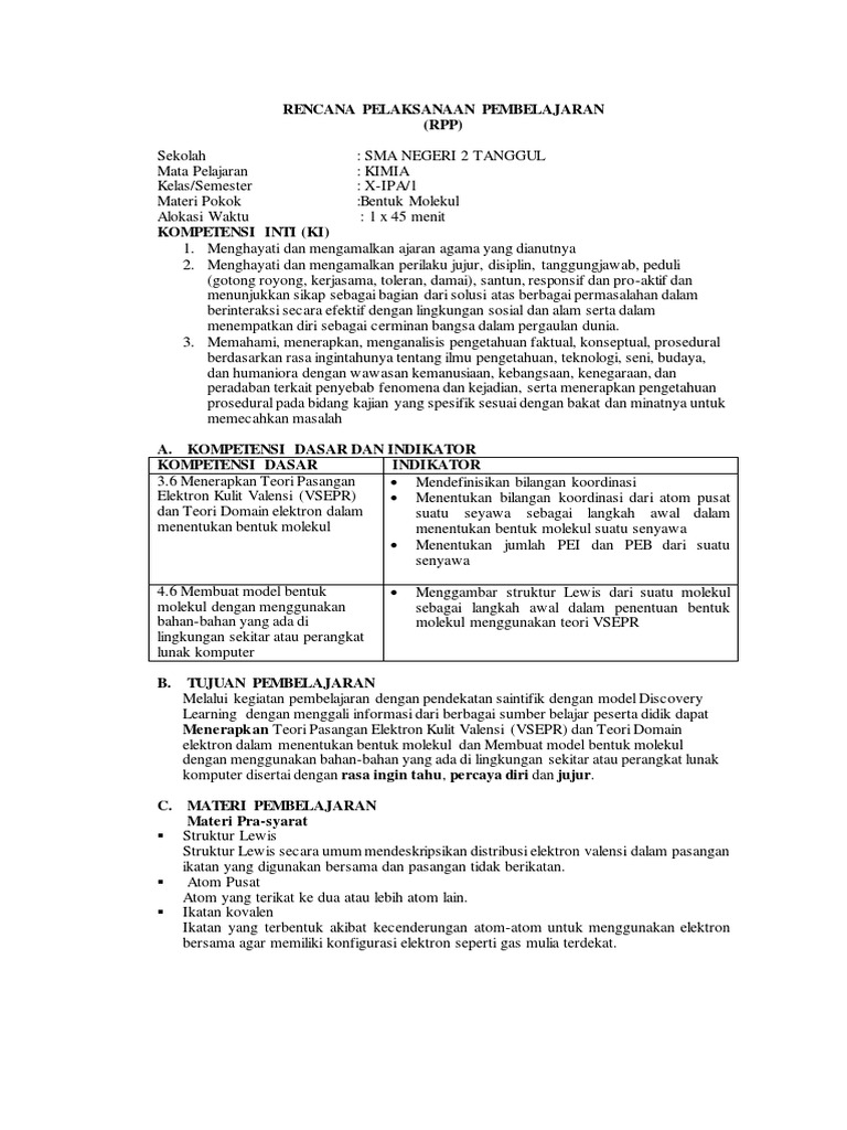 RPP Bentuk Molekul 1 | PDF