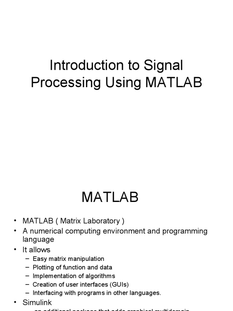 Introduction To Signal Processing Using MATLAB | PDF | Matlab | Matrix ...