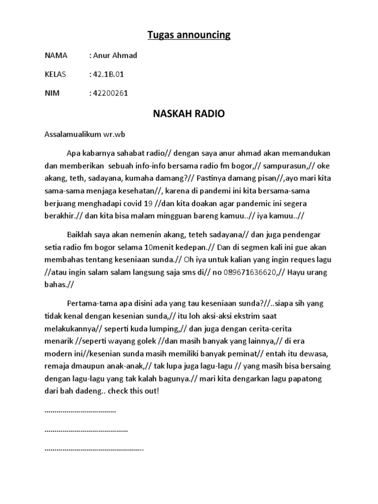 Naskah Radio | PDF | Kajian Bahasa Asing | Seni