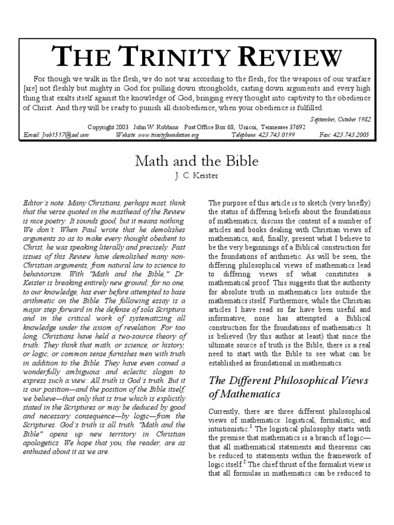Math and The Bible | PDF | Teaching Mathematics | Mathematical Proof