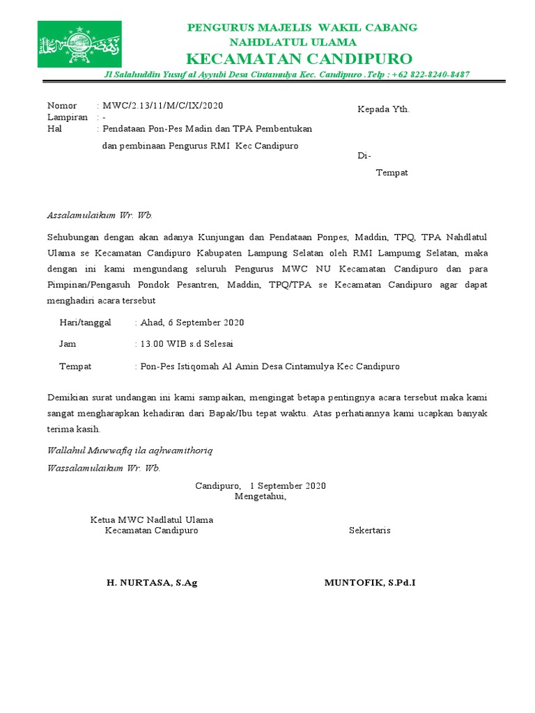 Contoh-Surat-Undangan-Rapat Nu | PDF