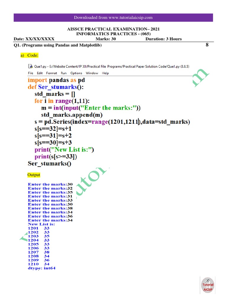 Aissce Practical Examination 2021 Solution | PDF | Computer Data | Information Age