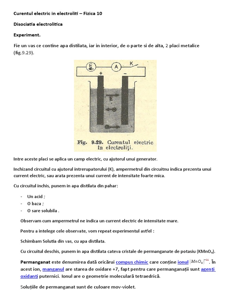 Curentul Electric in Electroliti | PDF