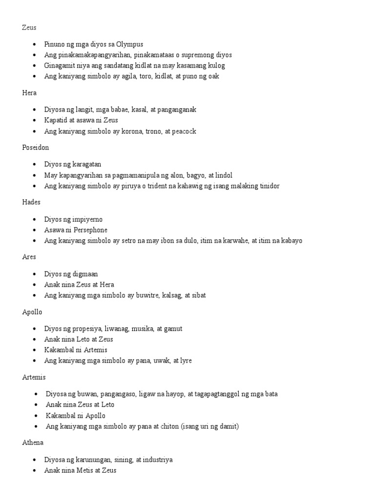 Greek Gods (Tagalog) | PDF