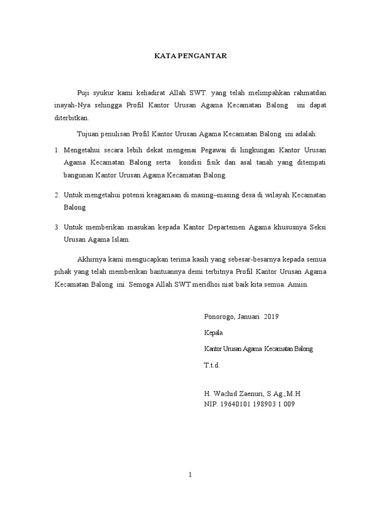 PROFIL KUA BALONG, Kecuali Lamp. 2 - Program Kerja | PDF