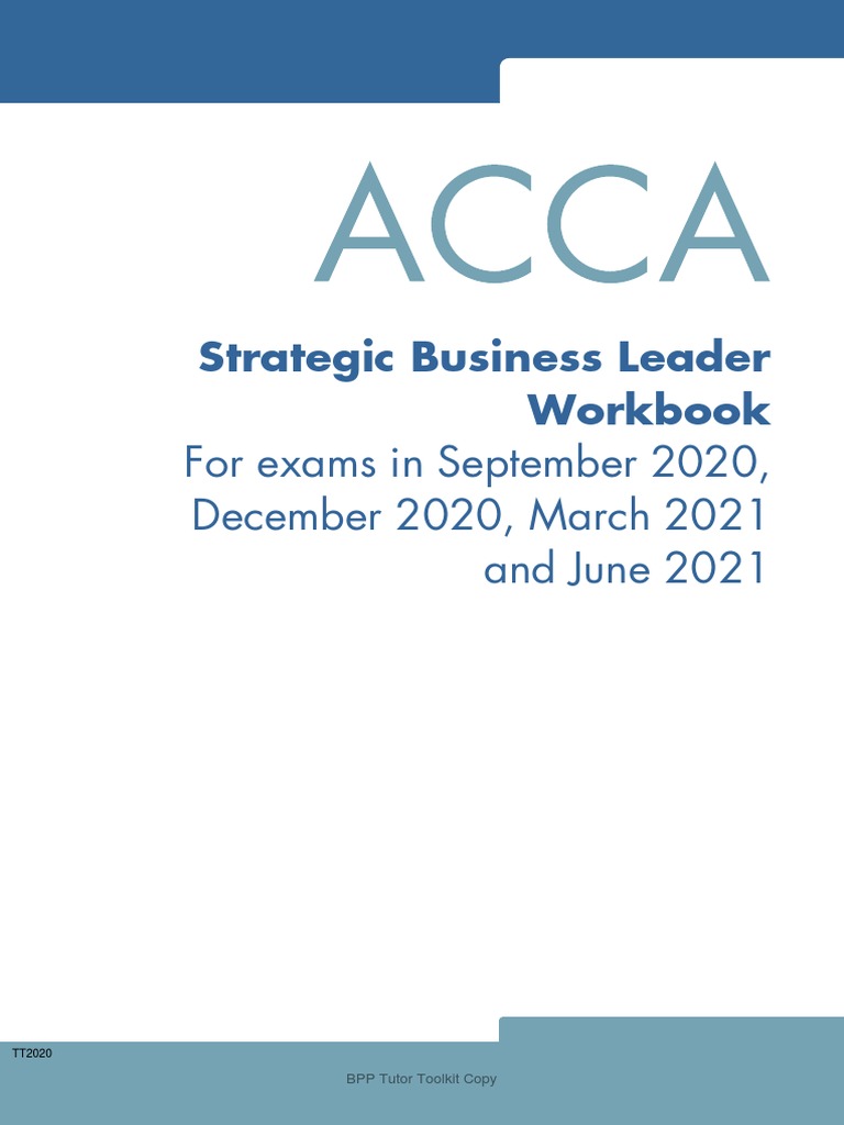 Strategic Business Leader (SBL) Workbook 2020 & 2021 (8352) | Download ...