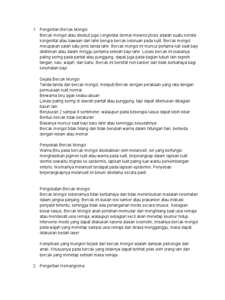 Pengertian Bercak Mongol | PDF