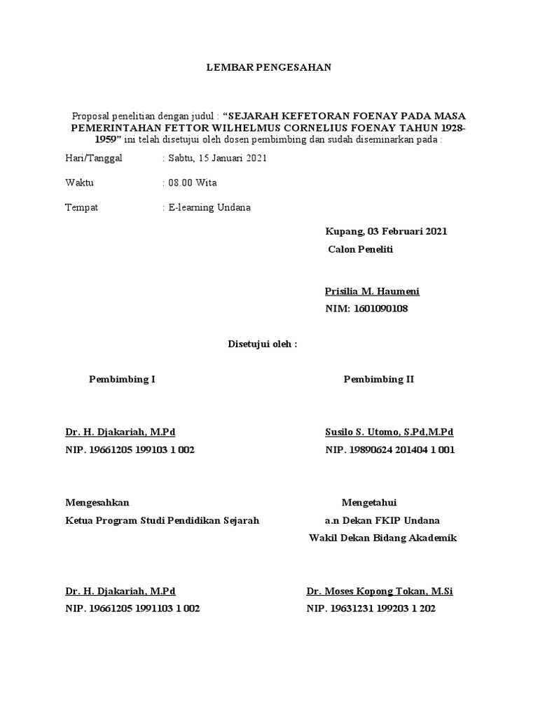Lembaran Persetujuan Proposal | PDF