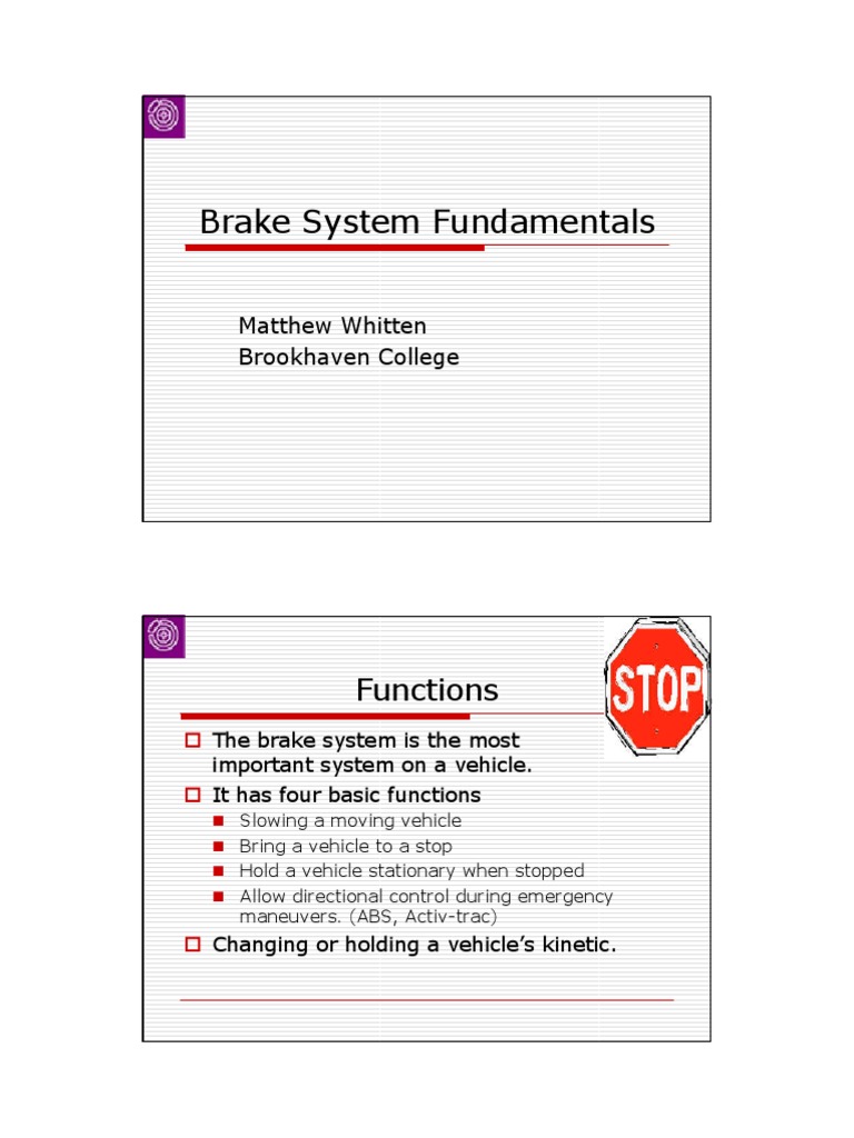 Brake System Fundamentals: Functions | Download Free PDF | Brake | Friction